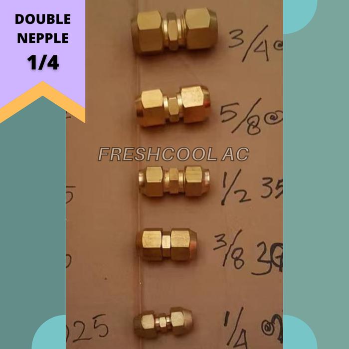 Jual DOUBLE NEPPLE DOUBLE NEPLE DOBEL NEPEL UKURAN 1/4 (SAMBUNG PIPA AC ...