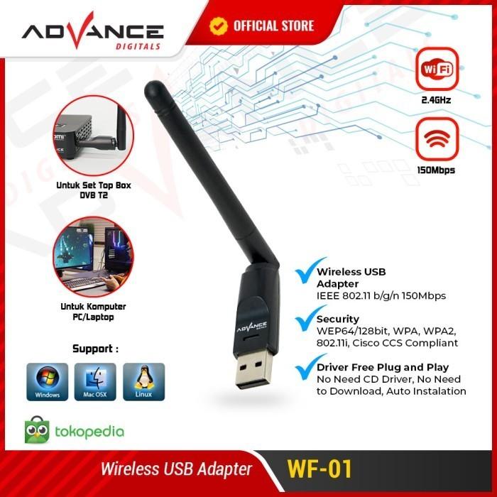 Jual Advance Usb Dongle Wifi Wireless Adapter Receiver Wf-01 Support Stb - M-tech Mt 7601 Di ...