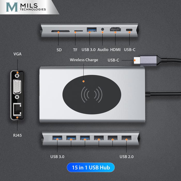 Promo MILS 15 in 1 USB Type C Hub USB 3.0 Micro SD RJ45 HDMI Wireless ...