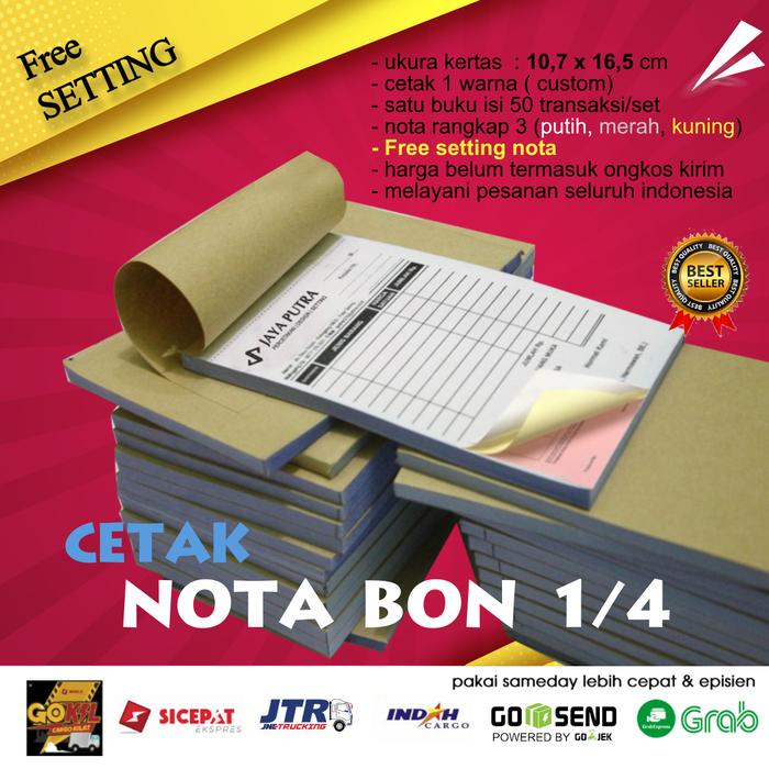 Jual CETAK NOTA, KKWITANSI, INVOICE 1/4 FOLIO 3 PLY CETAK 1 WARNA ...