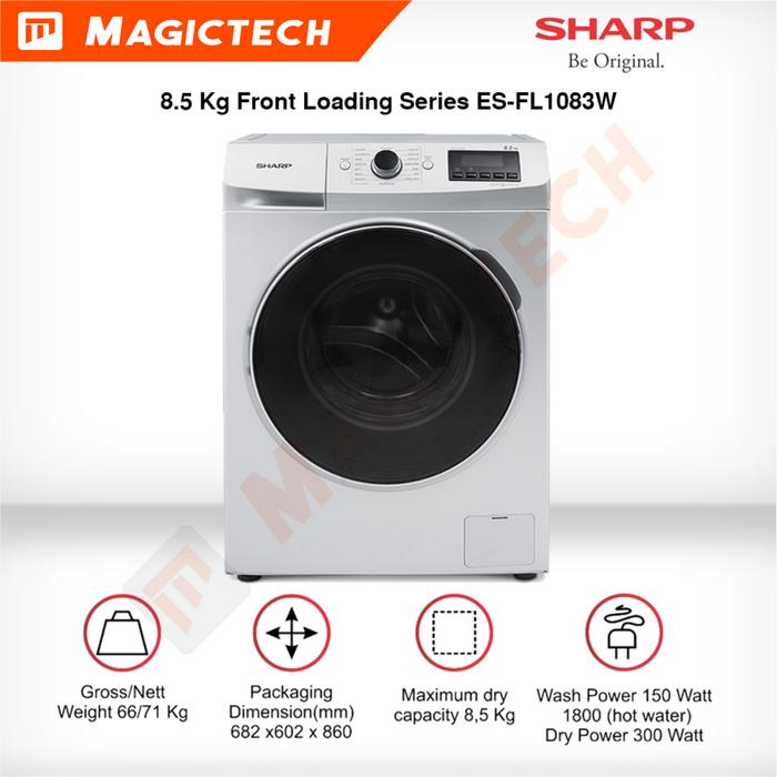 Jual MESIN CUCI SHARP FRONT LOADING ES-FL1083W / ES-FL1083 W 8.5 KG (8 ...