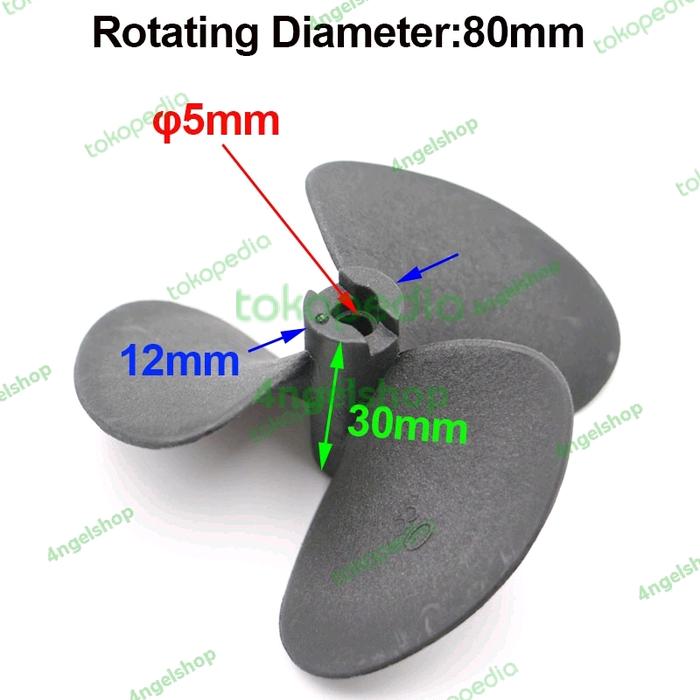 Jual Rc Boat Propeller 3 Blade For Tugboat Fishing boat 80mm Kipas ...