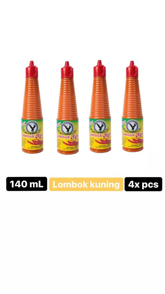Jual Saos Sambal Lombok Kuning 140 mL ( Sumber Jaya ) Rajawali - 4 Pcs ...