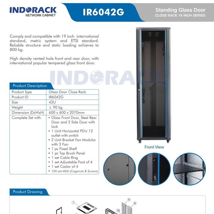 Jual Rack server 42U Indorack IR6042G Standing close rack 19" Glass ...