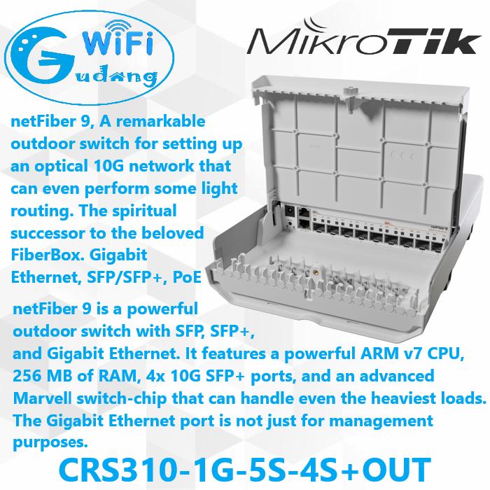 Jual MikroTik netFiber 9 Outdoor GE,SFP/SFP+,PoE Switch CRS310-1G-5S-4S ...