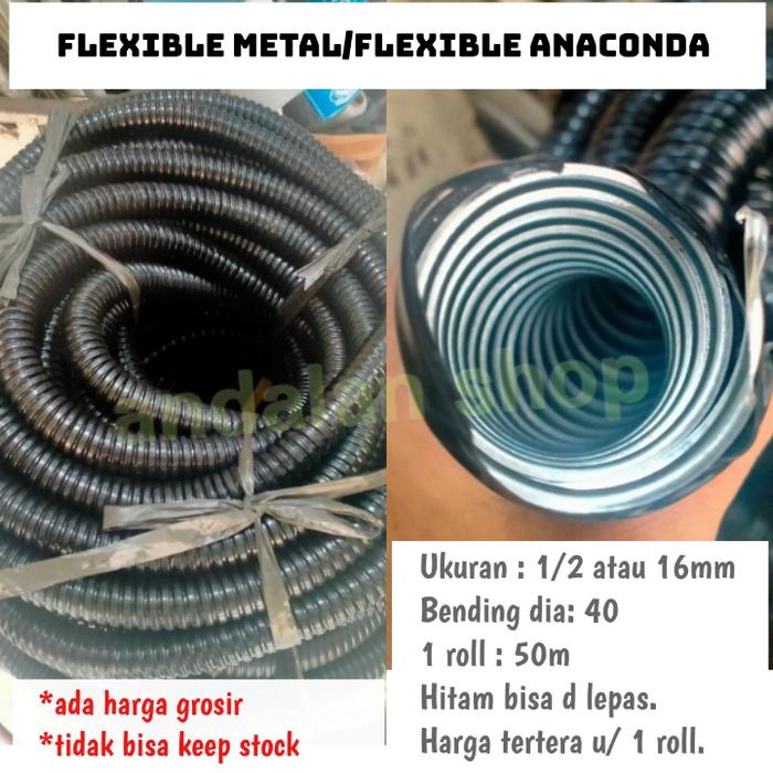 Jual Fleksibel Metal conduit 1/2 inch /fleksibel anaconda 16mm per rol(50M) - Jakarta Timur ...