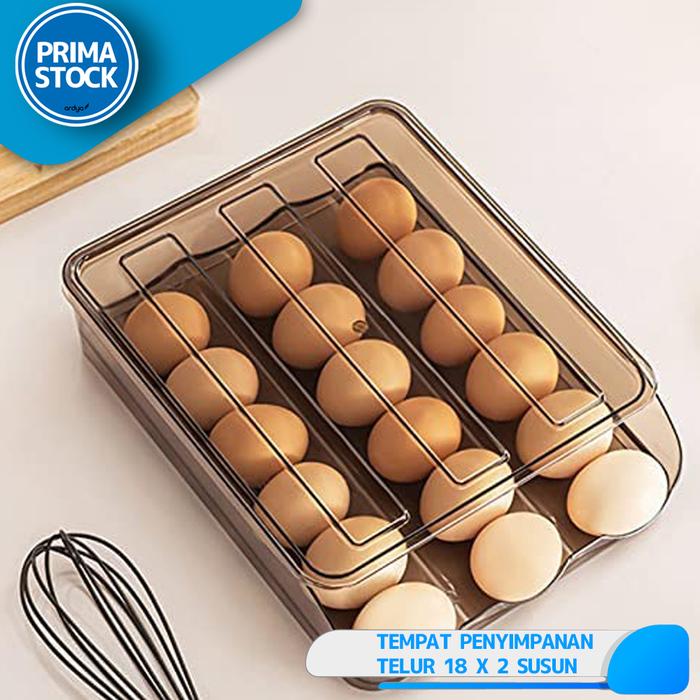 Jual Tempat Penyimpanan Rak Box Kotak Tray Telur 18 X 2 Susun Sliding ...