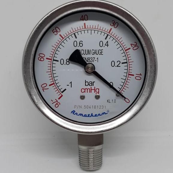 Jual Pressure gauge vacuum 4"inch Armatherm -1-0 bar full SS drat 1/2" NPT - Kab. Tangerang ...