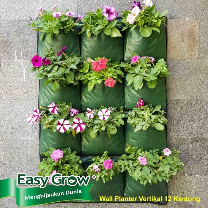 Jual Wall Planter / Vertikal Garden / Kantong Pot 12 Bag Hijau ...