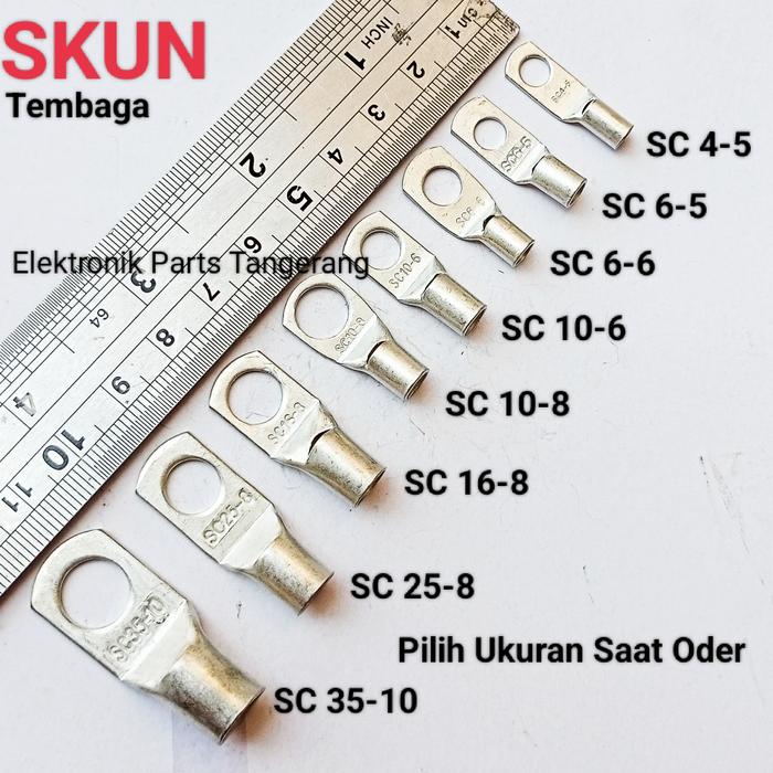 Jual (1 Buah) SKUN KABEL TEMBAGA (BANYAK UKURAN) SKUN KABEL CABLE LUGS DOVE - sc 35-10 - Kab ...