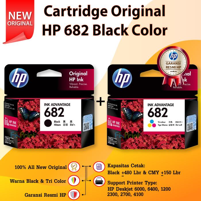 Promo Cartridge HP 682 Black Color Refill Printer 2336 6075 6078 6475 ...