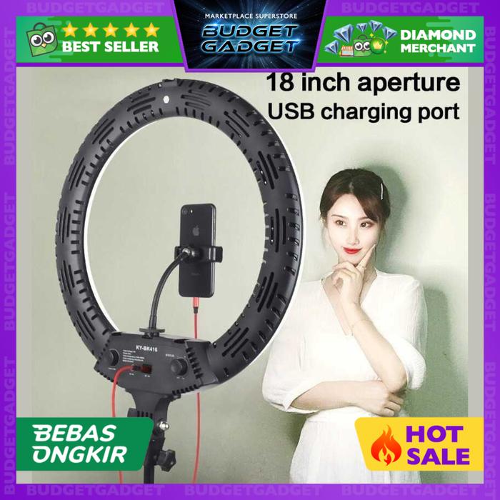 Jual QIAO DA Lampu Ring Light 416 LED 65W 18 Inch with Holder - KY ...