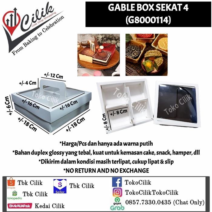 Jual gable+box+sekat 4+partisi+kemasan+packaging+dus+kue+cake+hamper ...
