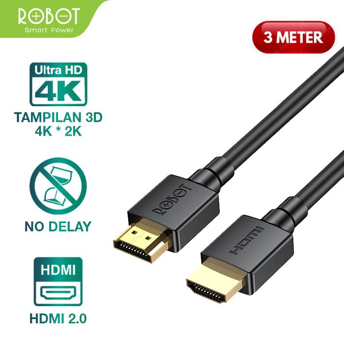 Promo ROBOT Kabel HDMI 4K 3D 1M / 1.5 M / 2M / 3M / 5M Ori - Garansi 1 tahun - 3 meter - Kab ...