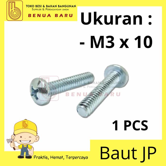 Jual Baut JP M3 x 10 Galvanis / Baut JP Galvanis M3 x 10 /Sekrup JP - Kab. Bekasi - Benua Baru ...