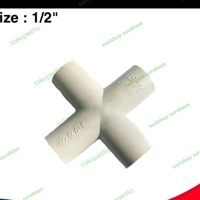 Jual Tee pipa 4 way ukuran 1/2" / Cross Tee / Tee T 4 arah 1/2 inch pvc ...