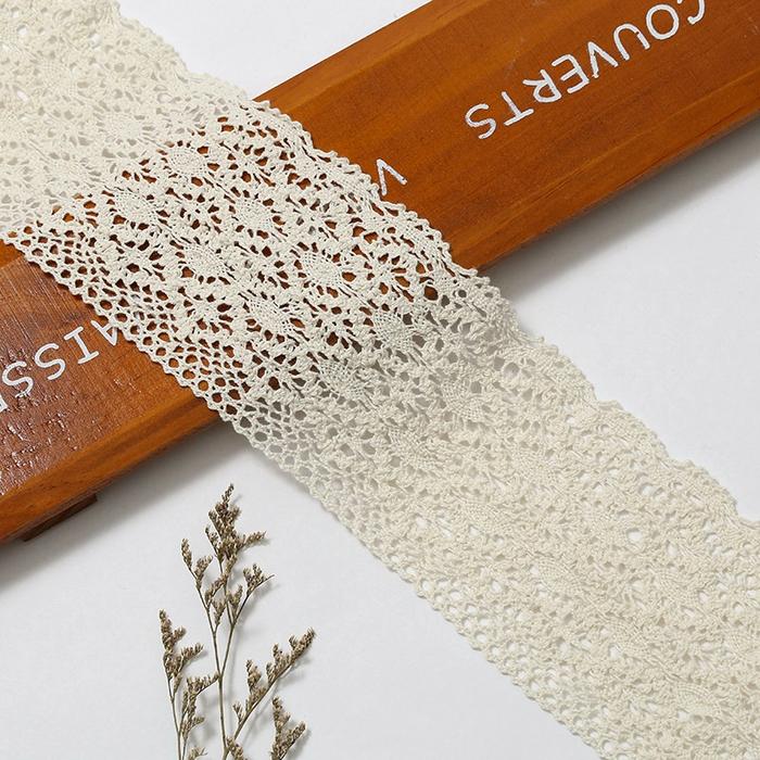 Jual per meter,renda rajut warna putih dan krem lebar 12 cm - krem ...
