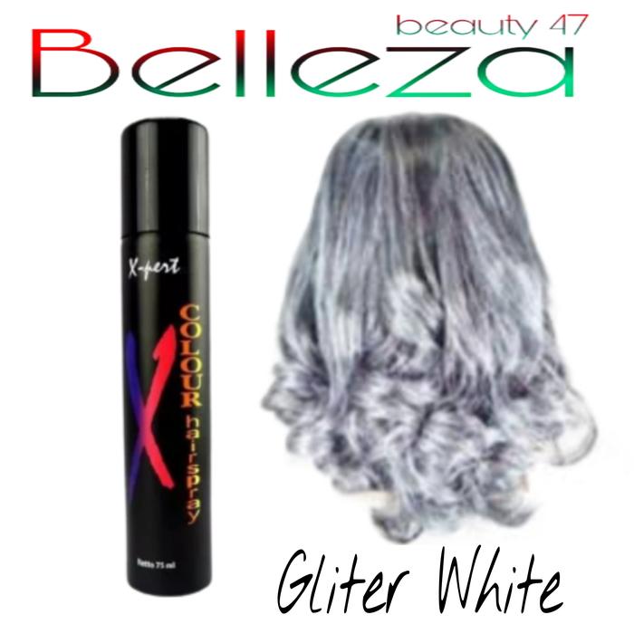 Jual Pewarna rambut non permanen xpert hair spray - glitter white ...