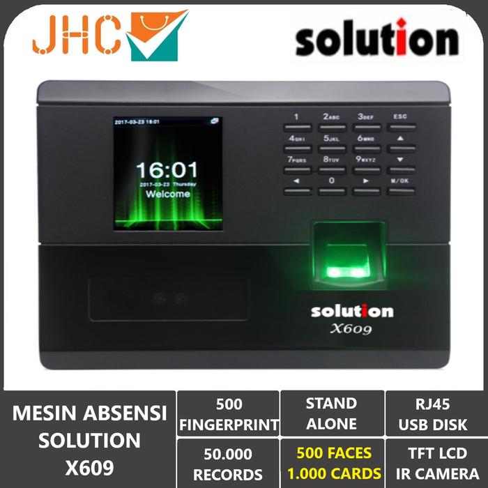 Jual Mesin Absensi SOLUTION X609 Sidik Jari dan Wajah Fingerprint X-609 ...