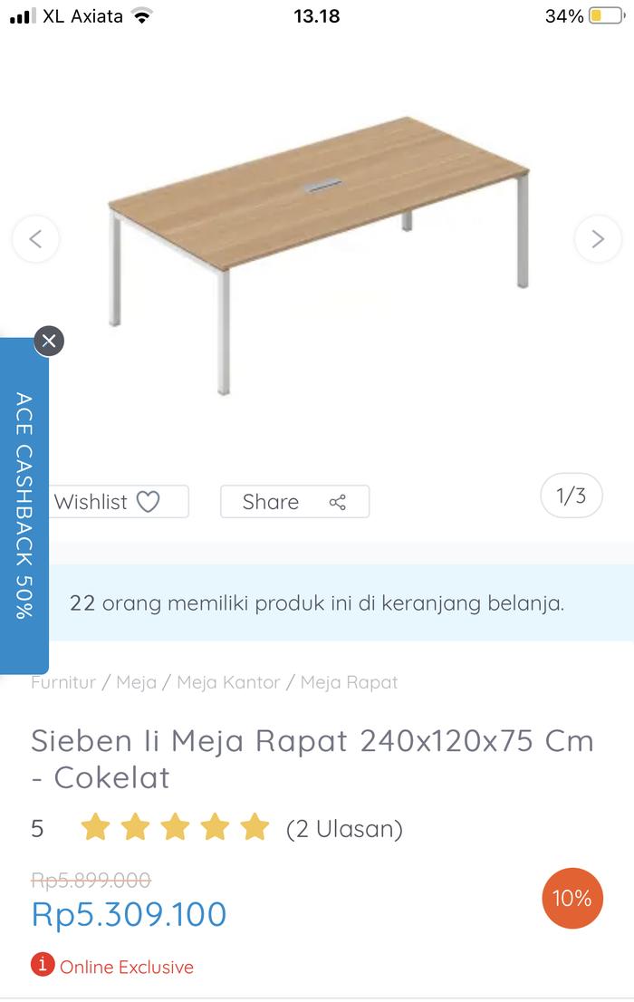 Jual Meja meeting 240x120x75cm Merk SIEBEN Informa kaki/rangka besi ...