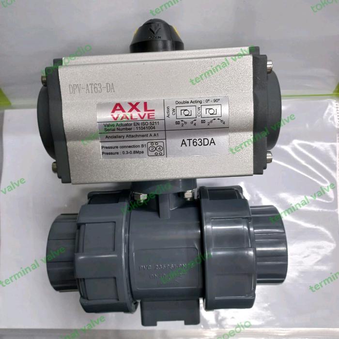 Jual ball valve pvc actuator pneumatic 11/2inch/ball valve otomatis 11/ ...
