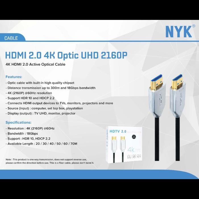 Jual KABEL HDMI 50M OPTIC V.2.0 ULTRA HD 4K HDMI 50 METER OPTICAL CABLE ...