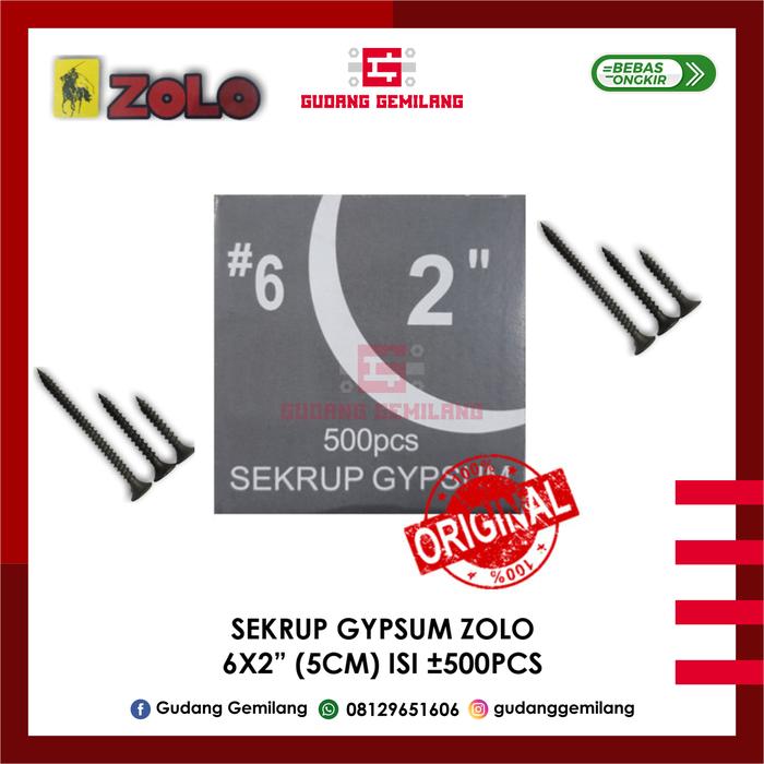 Jual Skrup Sekrup Gypsum Gipsum 6x2" Inch 5cm 5 cm ZOLO Hitam 1 Dus ...