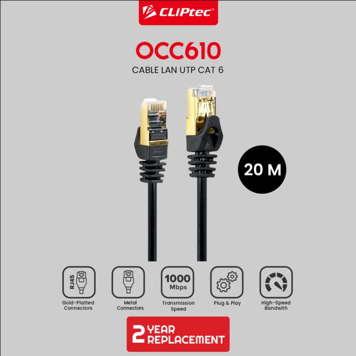 Jual Kabel LAN CAT6 UTP RJ45 Straight Gold Plated 20m CLIPtec OCC 610 ...