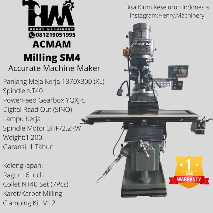 Jual ACMAM Milling SM4 Accurate Machine Maker (Meja Besar) Garansi - Kota Tangerang ...