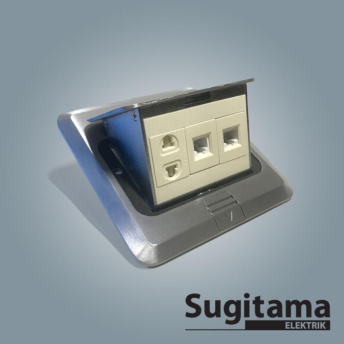 Jual Stop kontak Lantai isi 3 (Stop Kontak, Telepon, LAN Data CAT.5 ...