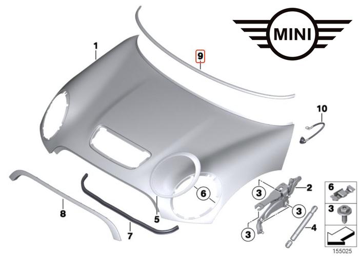Jual MINI Cooper R55 R56 R57 R58 R59 Seal Karet Chrome Kaca Depan Bawah ...