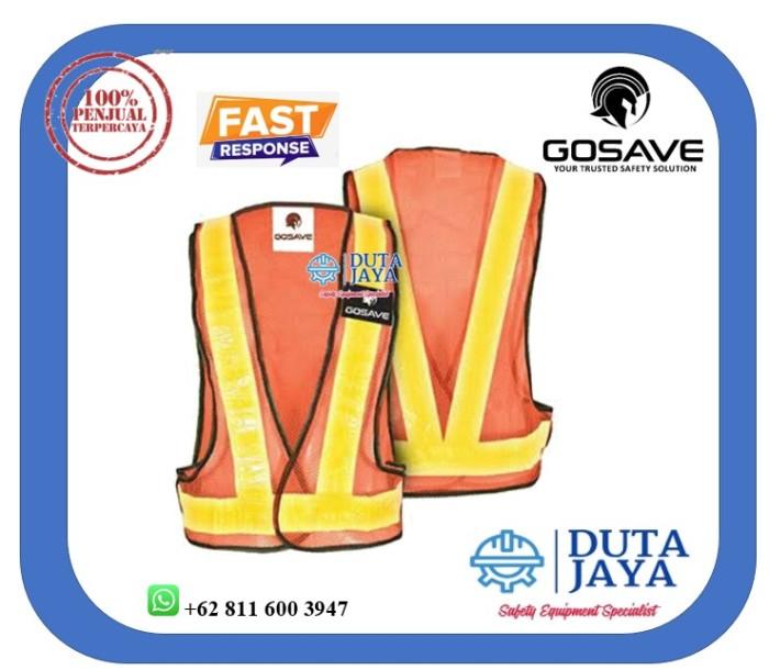 Jual Gosave rompi V safety proyek Orange Oren dengan reflektor Gosave ...