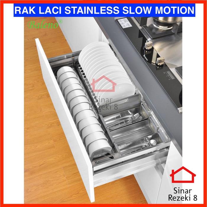 Jual Rak STAINLESS Piring Mangkok SLOW MOTION Dapur Tempat Sendok Laci ...