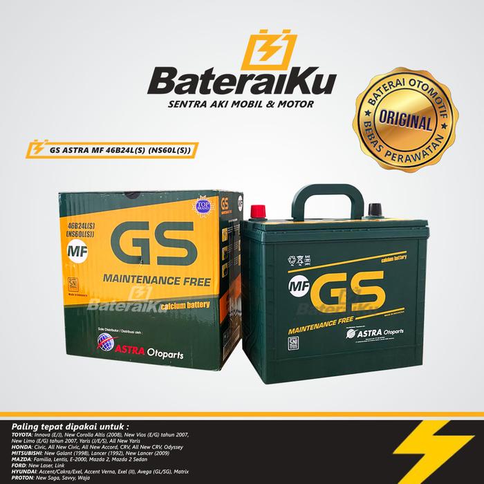 Promo JUAL AKI MOBIL GS ASTRA NS60LS AKI KERING UNTUK INNOVA, CIVIC, YARIS Cicil 0% 3x - Kota ...