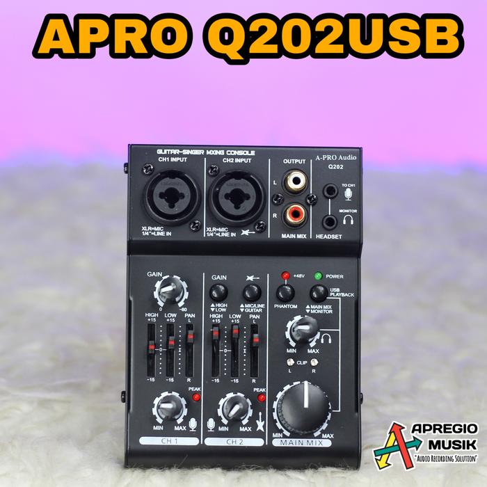Jual APRO AUDIO Q202USB Q202 USB Mixer 2 Channel XLR Podcast Recording - Kota Surabaya - Apregio ...