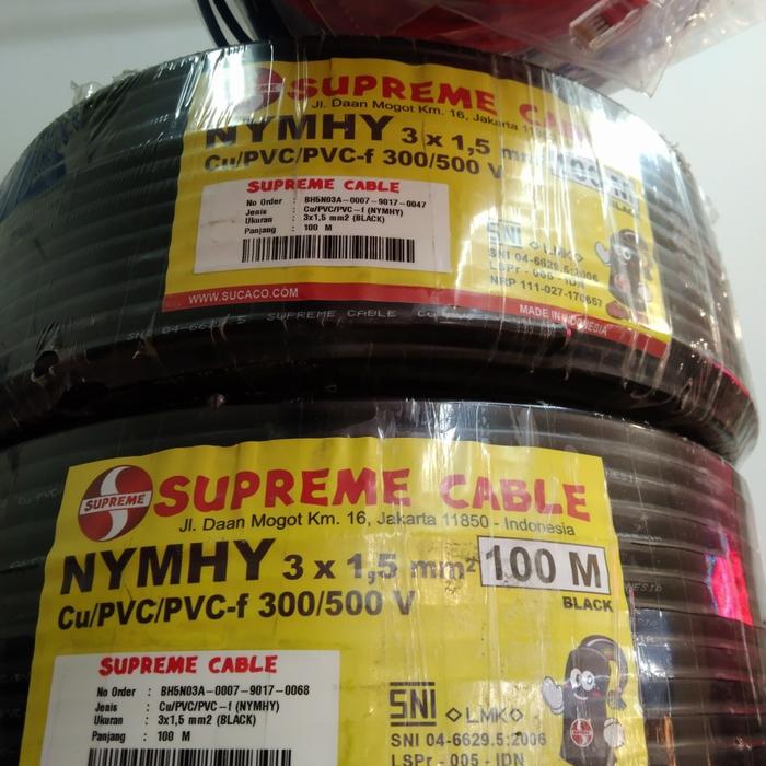 Jual KABEL LISTRIK SUPREME NYMHY 3X1.5MM @100MTR/ROL SERABUT - Hitam - Kota Surabaya - Alat ...