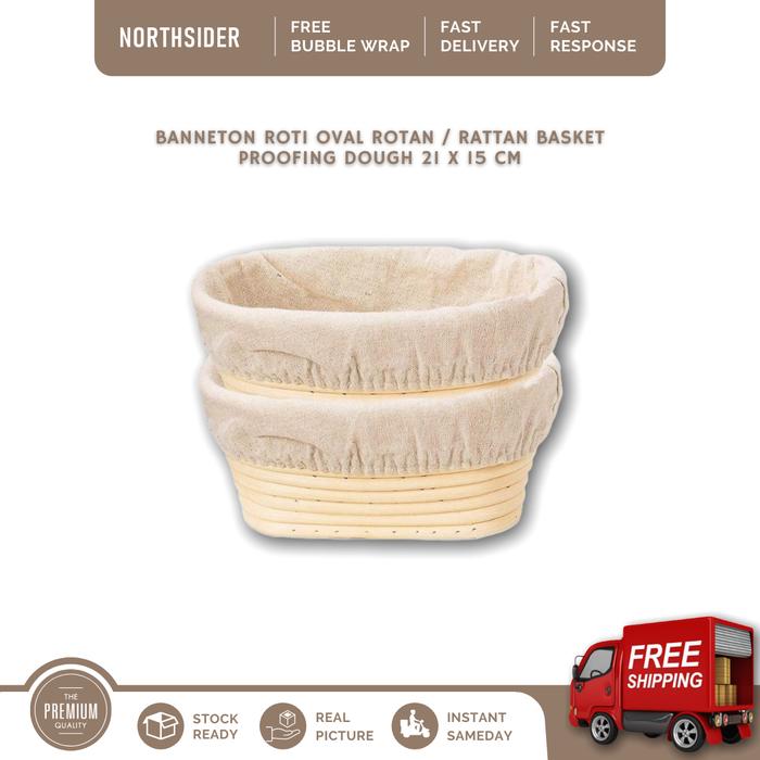 Promo Banneton roti oval rotan | rattan basket proofing dough - 28 x 15 ...