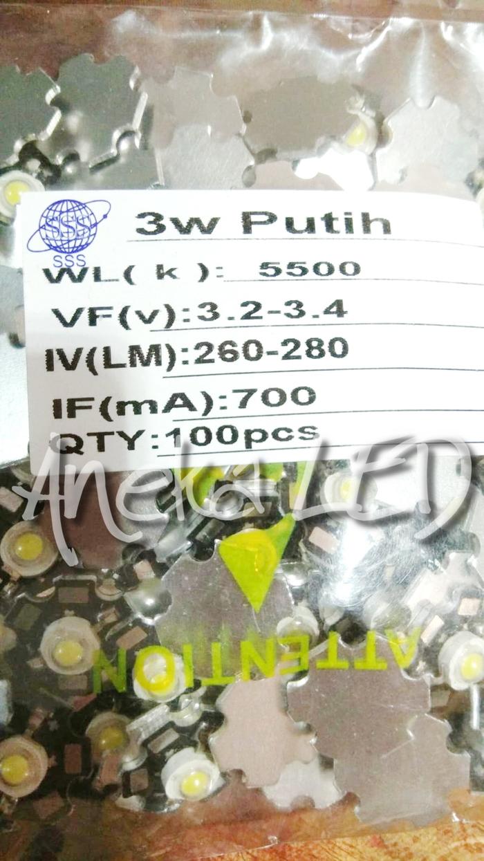 Jual High Power LED HPL 3W 3 Watt dengan Pendingin per 100pcs - Putih ...