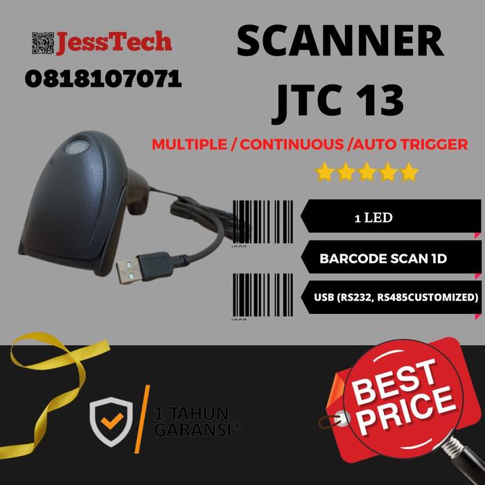 Jual BARCODE SCANNER 1D - JTC 13 BARCODE READER MURAH MERIAH GARANSI ...