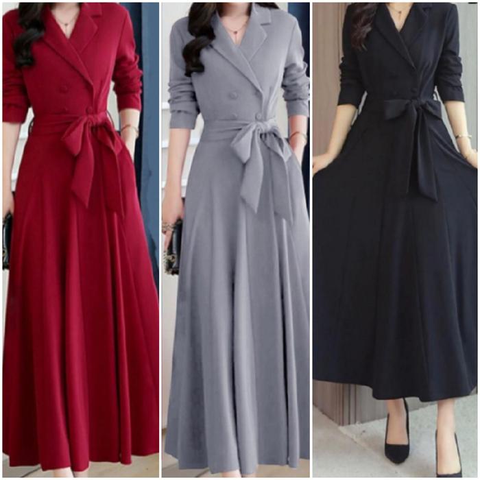 Jual dress wanita maxi long maxy polos baju elegan model ikat tali ...