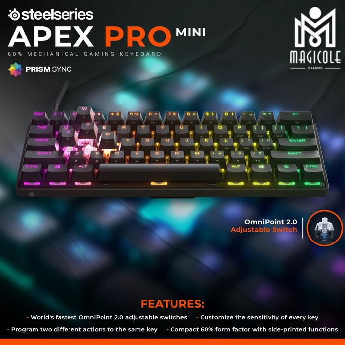 Jual Steelseries Apex Pro Mini 60% Omnipoint Mechanical Gaming Keyboard ...