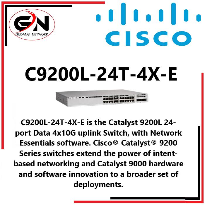 Jual Cisco C9200L-24T-4X-E Catalyst 9200 Series Switch + Smart Net ...
