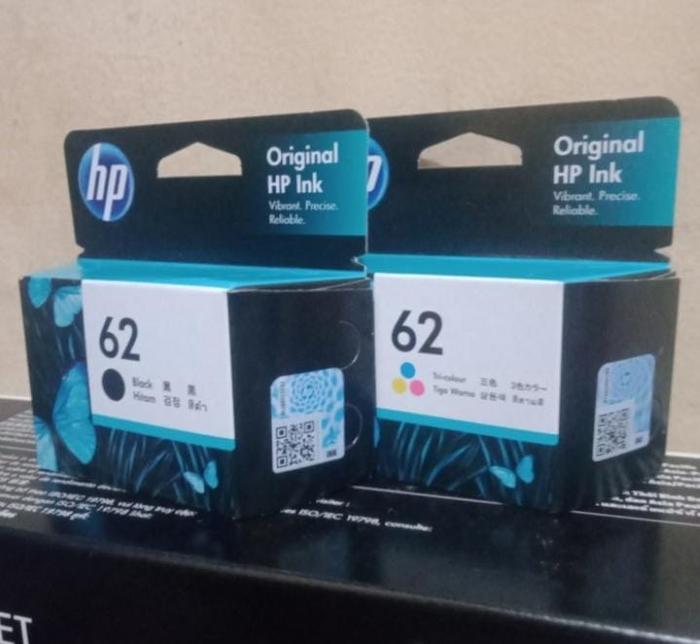 Jual paket tinta hp 62 black dan colour original - Hitam - Jakarta ...