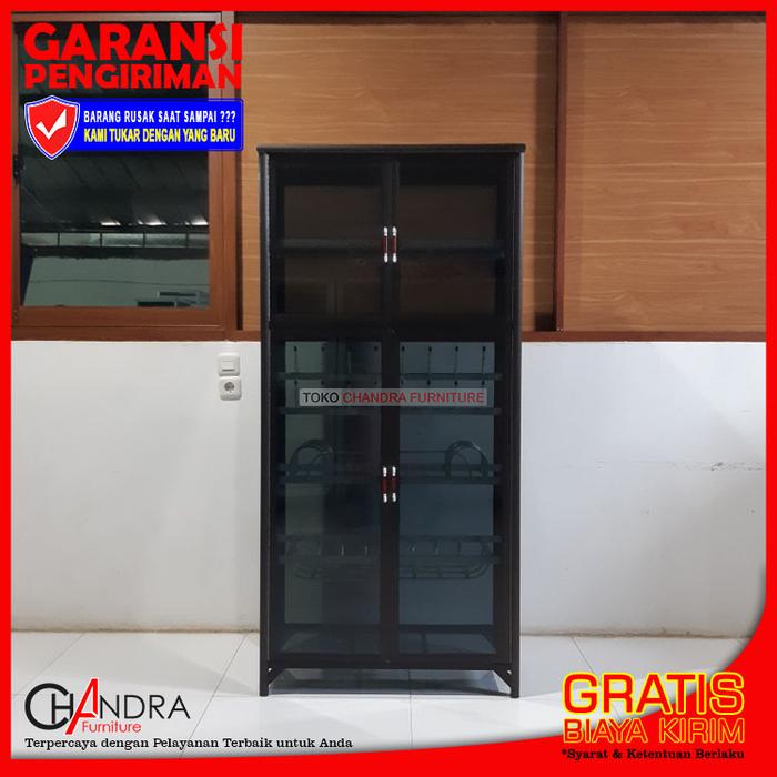 Jual Lemari Rak Piring kaca riben 2 pintu Alumunium 86 cm full kaca ...