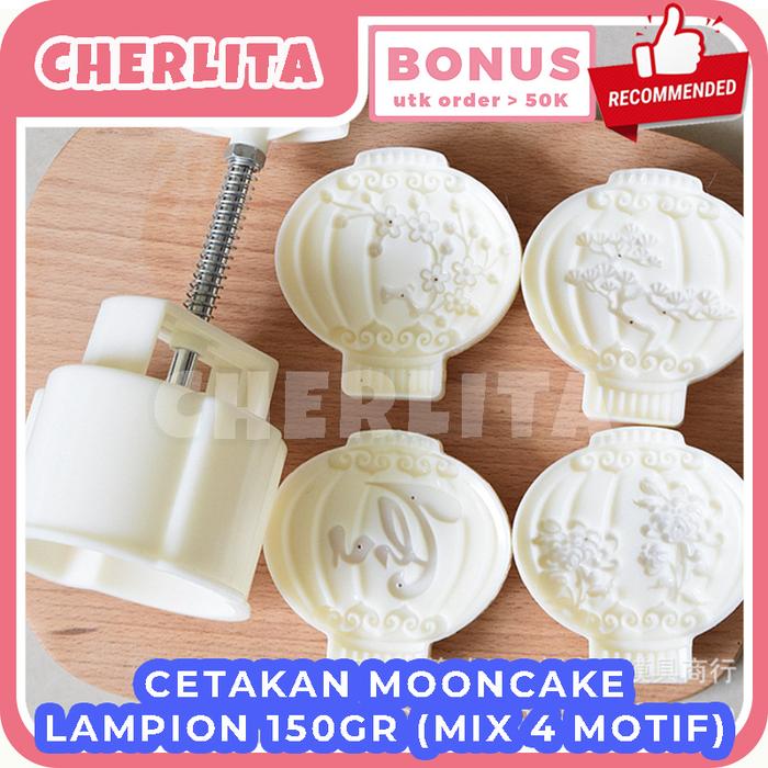 Jual Cetakan Mooncake 150 Gram Teratai Lotus 4 Motif Kue Bulan Cookies ...