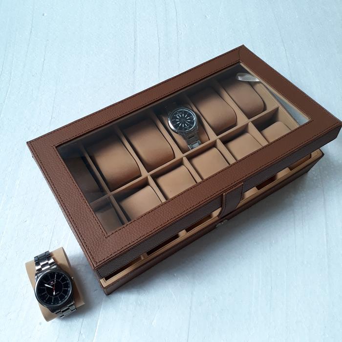 Jual Box Jam - Kotak Jam Tangan - Tempat Jam Tangan Mocca Cream Isi 12 ...