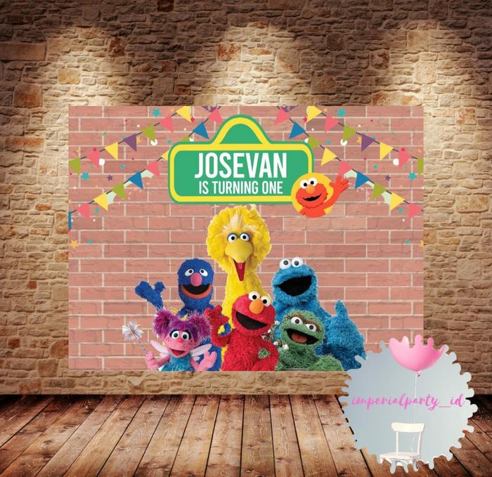 Jual Custom Backdrop Banner Spanduk Happy Birthday Sesame Street Elmo ...