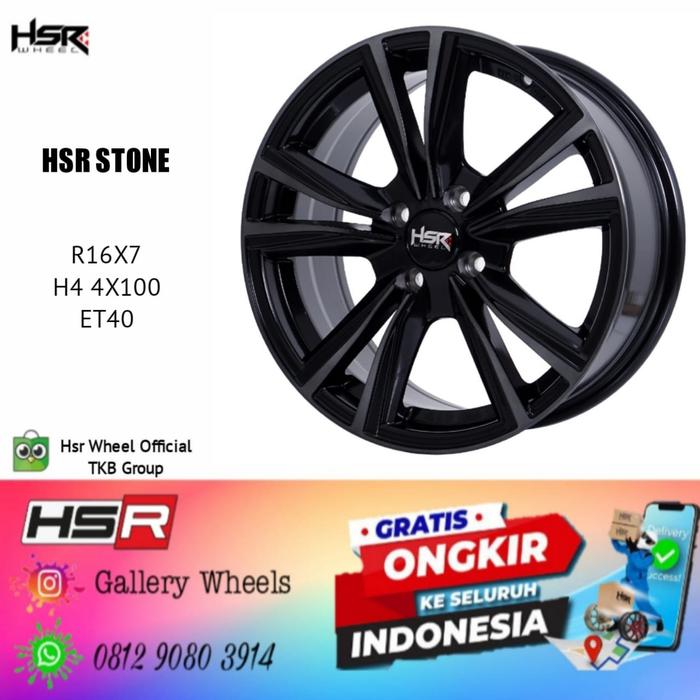 Jual Velg Mobil HSR Stone Ring 16 Velg HSR Stone R16 Warna Black Oil ...