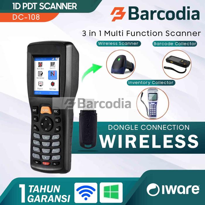 Promo PDT Barcode Scanner 1D Laser Wireless Iware DC108 mini data ...