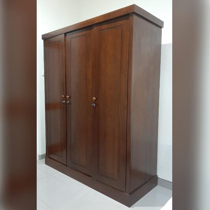 Jual Lemari pakaian minimalis pintu 3 laci finishing melamic kayu jati ...